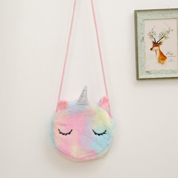 Clementine’s Togs | Bags | Plush Pastel Rainbow Unicorn Messenger Bag ...